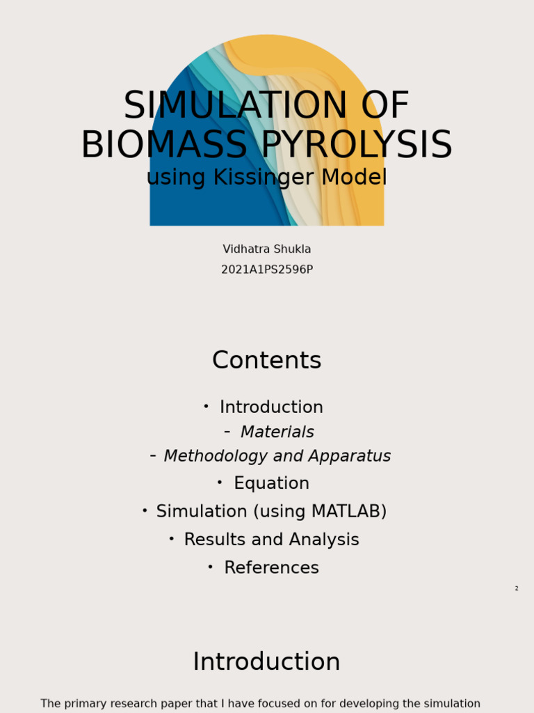 Simulation of Biomass Pyrolysis | PDF | Activation Energy | Temperature