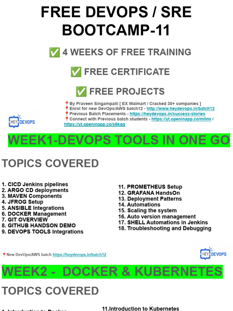 Free Devops Sre Bootcamp Overview Pdf Cloud Computing Computing