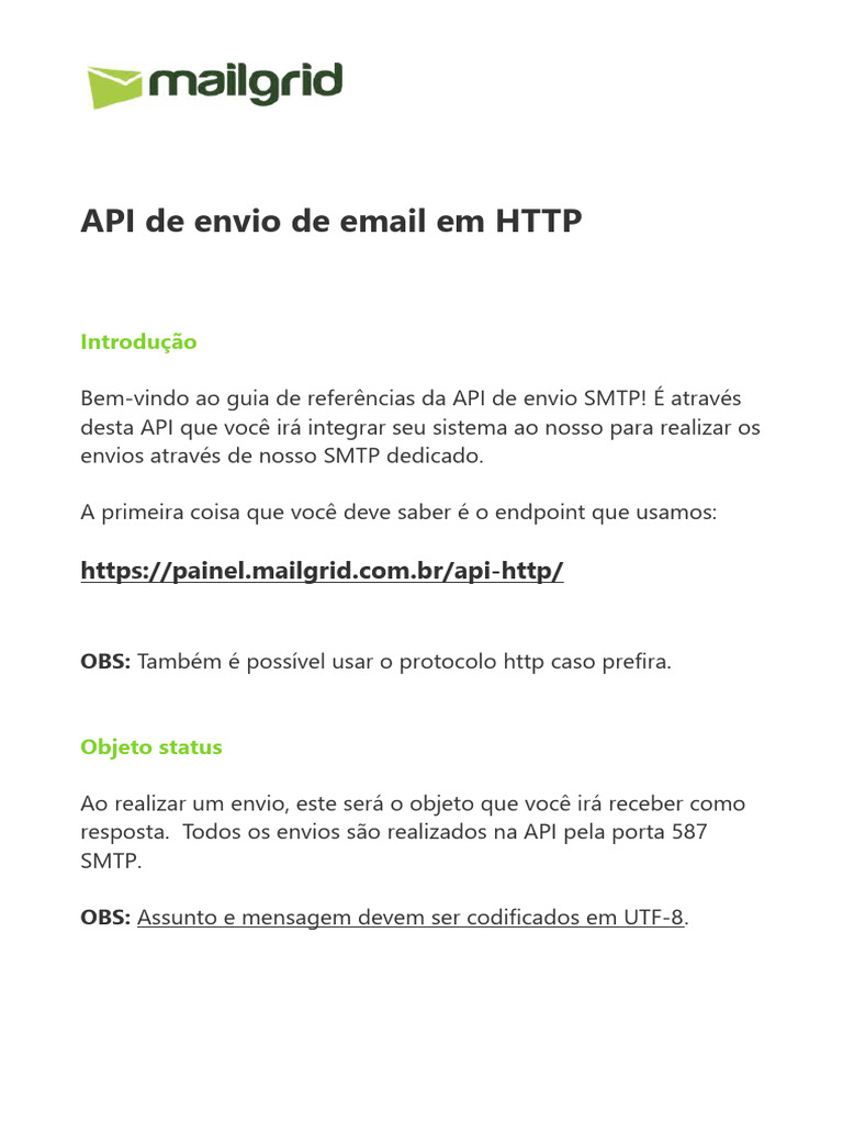 API HTTP SMTP | PDF
