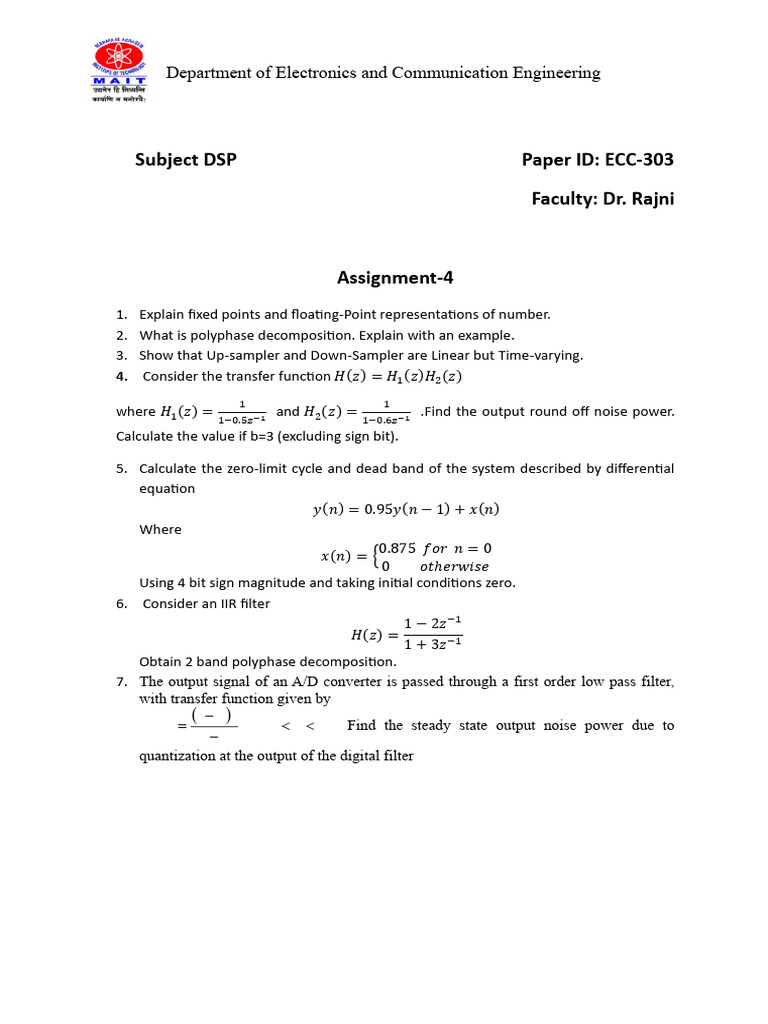 Assignment-4 - DSP Studying Material | PDF
