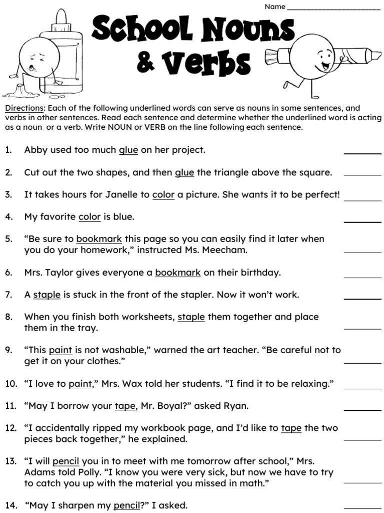 School Nouns & Verbs | PDF | Verb | Linguistic Typology