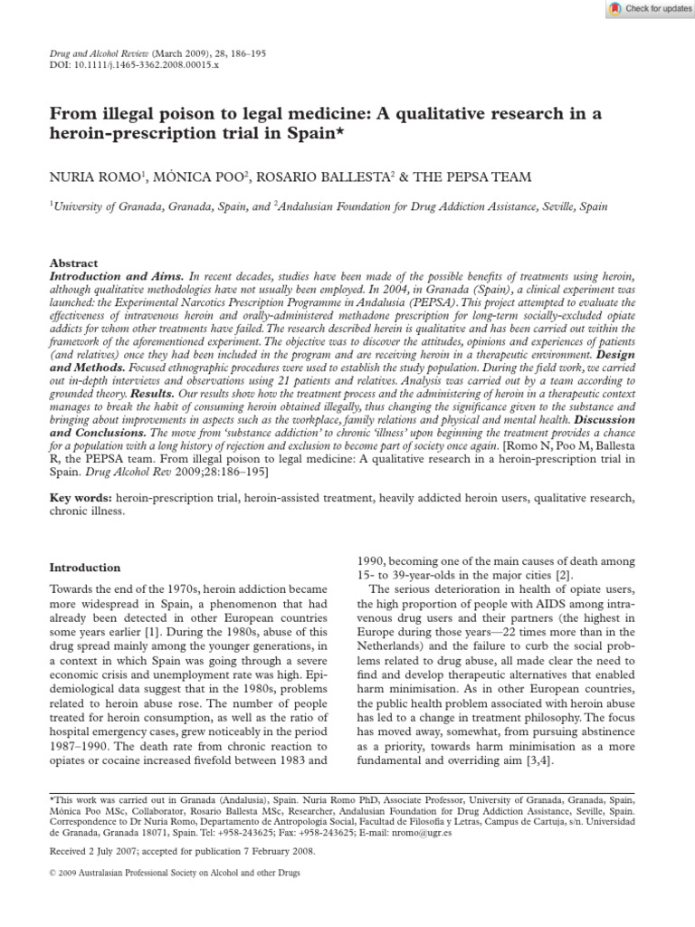 Drug and Alcohol Review - 2009 - ROMO - From Illegal Poison to Legal ...