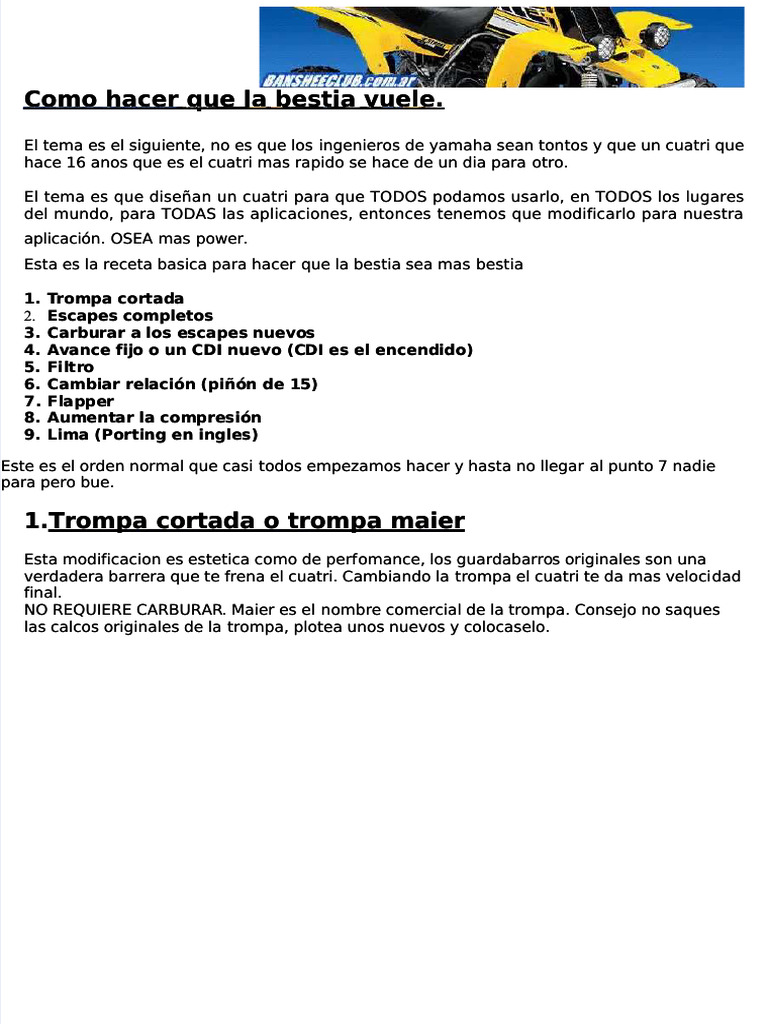 PDF Prepara El Banshee Compress | PDF | Carburador | Ingeniería mecánica
