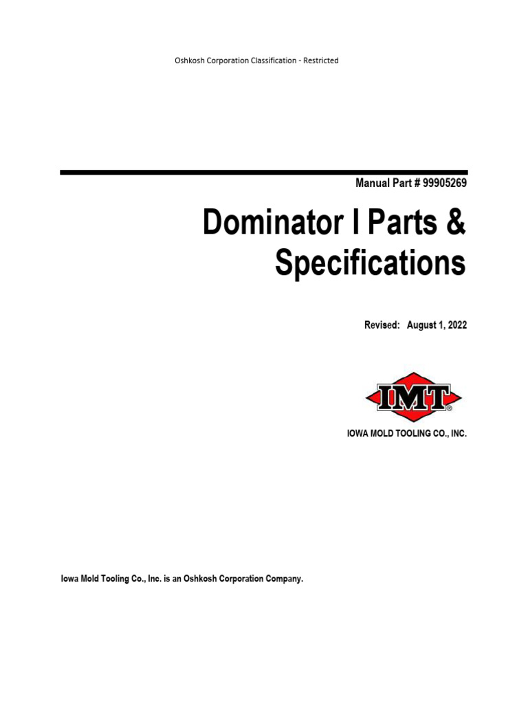 Dominator I Parts & Specifications | PDF | Leak | Crane (Machine)