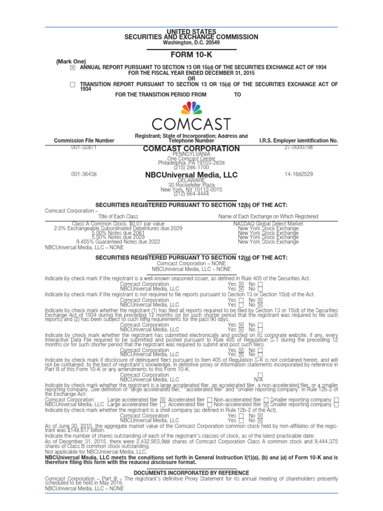 SDFGHJKL | PDF | Form 10 K | Nbc