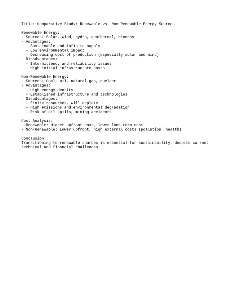 Energy Sources Comparison | PDF