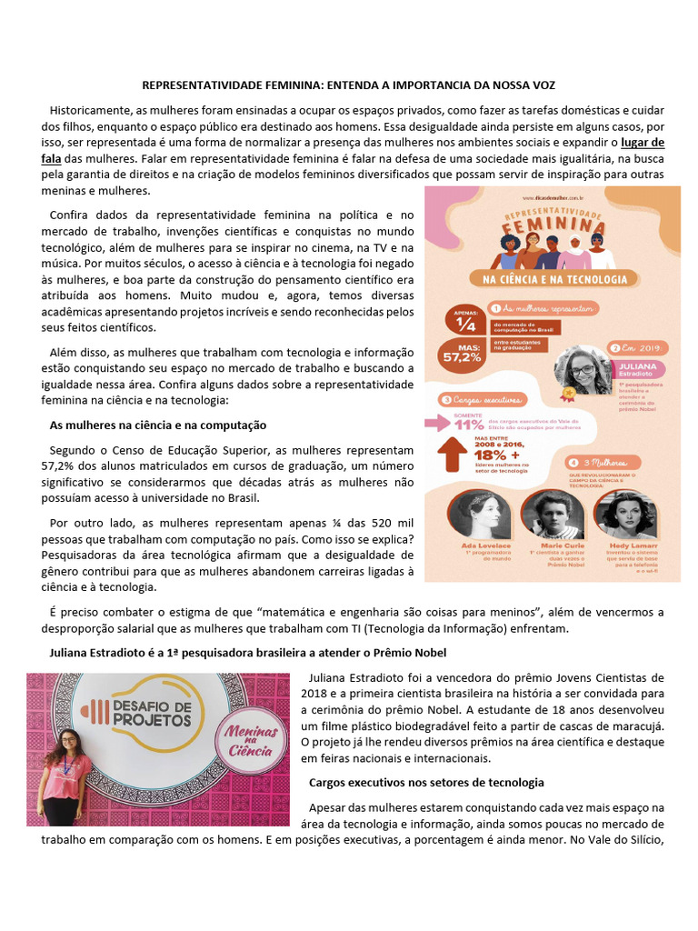 Representatividade Feminina | PDF | Science | Brasil