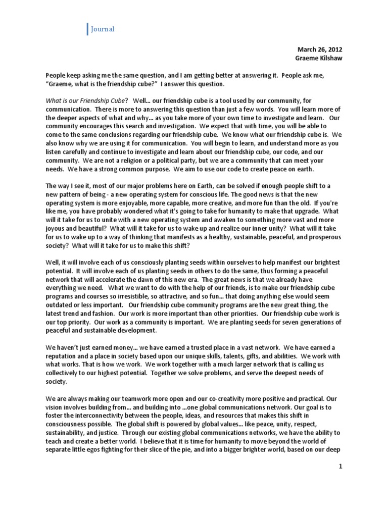 Friendship Cube Journal | PDF | Consciousness | Friendship
