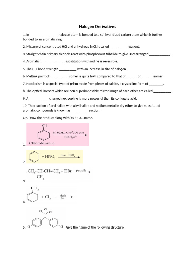 Halogen Derivatives and Reactions Guide | PDF