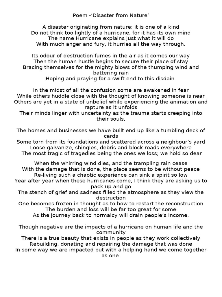 Nature's Fury: A Poem on Hurricanes | PDF