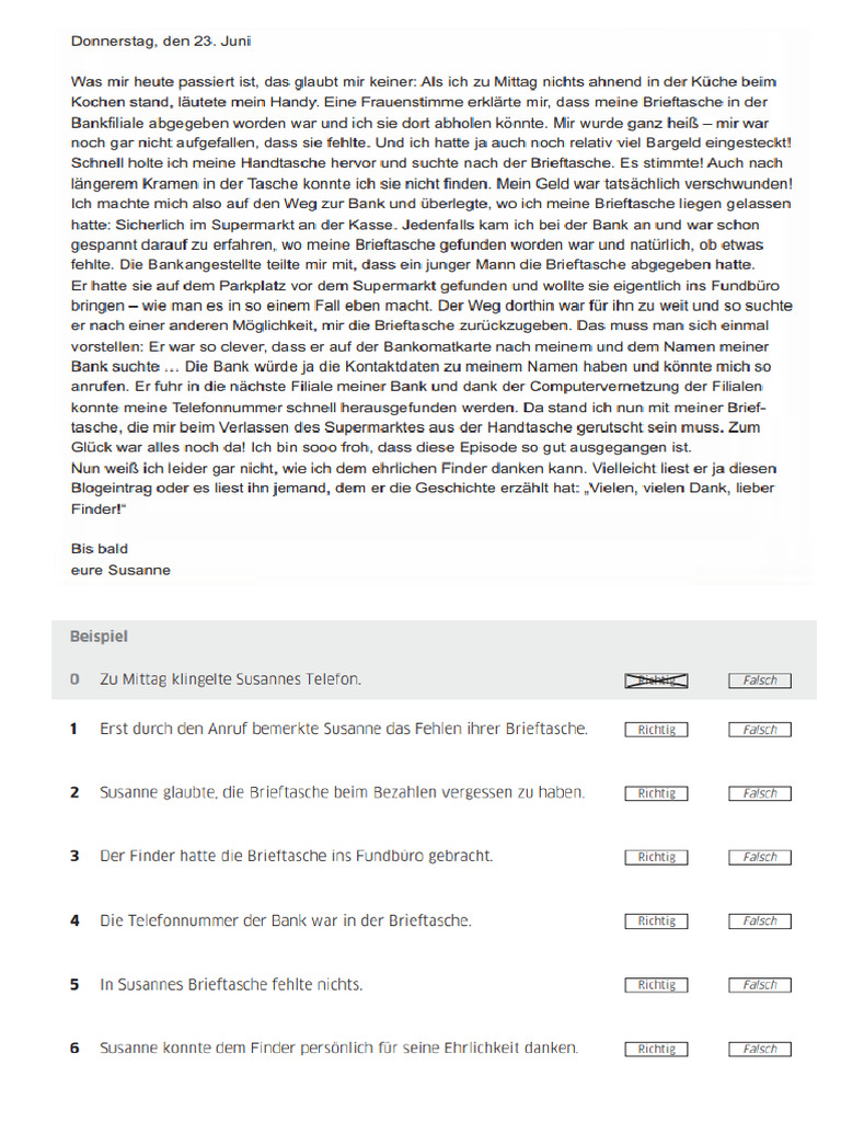 Leseverstehen B1 | PDF
