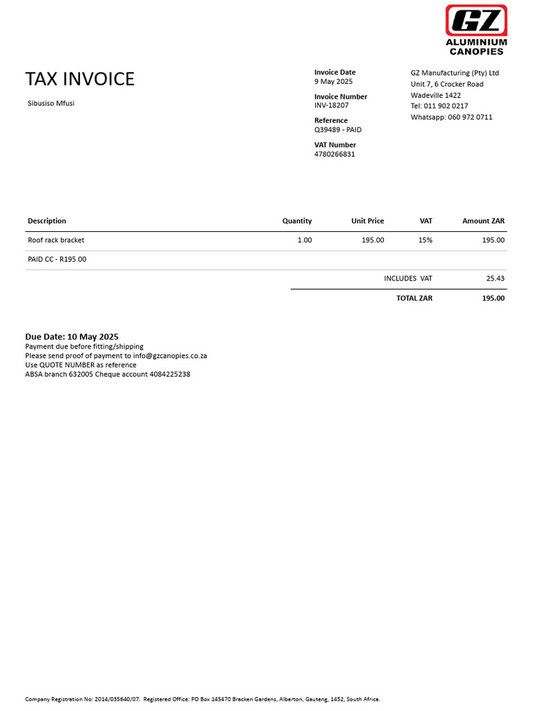 Invoice INV-18207 | PDF