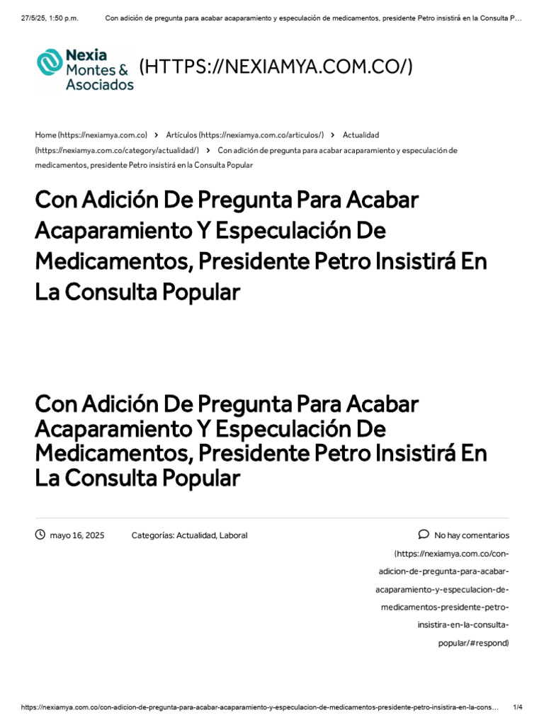 Con Adición de Pregunta para Acabar Acaparamiento y Especulación de ...