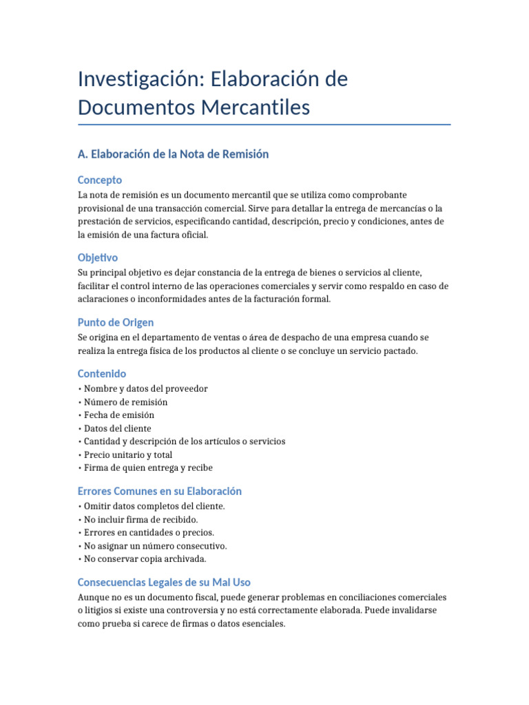 Documentos Mercantiles Investigacion | PDF