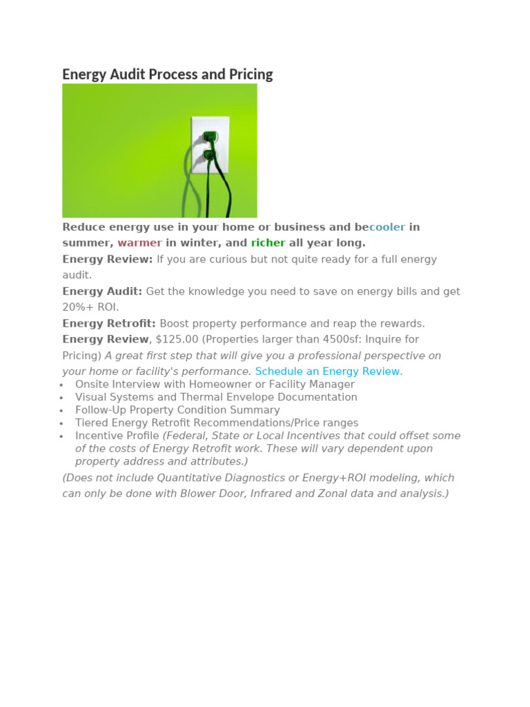 Energy Audit Process and Pricing | PDF | Economies