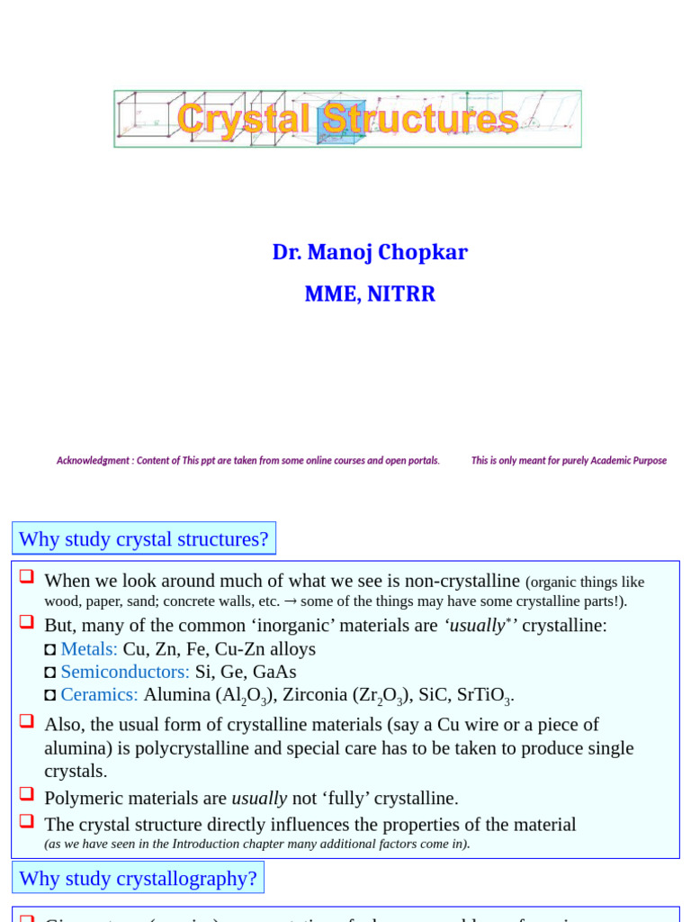 Crystal Structure And Lattice Pdf Crystal Structure Euclidean
