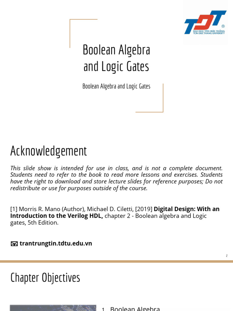 CH2 - Boolean Algebra and Logic Gates | PDF | Logic Gate | Teaching ...