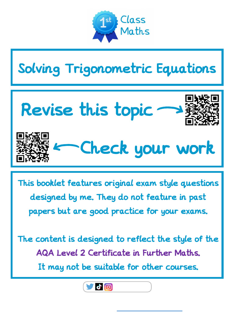 Solve Trigonometric Equations Exam Questions | PDF | Trigonometric Functions | Mathematics