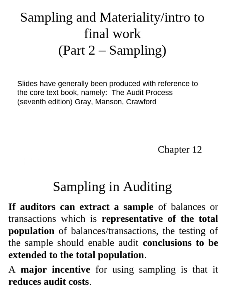 Sampling Materiality and Intro To Final - Session 7 Part 2 | PDF | Sampling (Statistics) | Audit