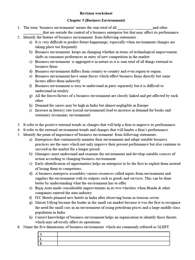 3- worksheet enviornment new .docx | PDF | Economies | Business