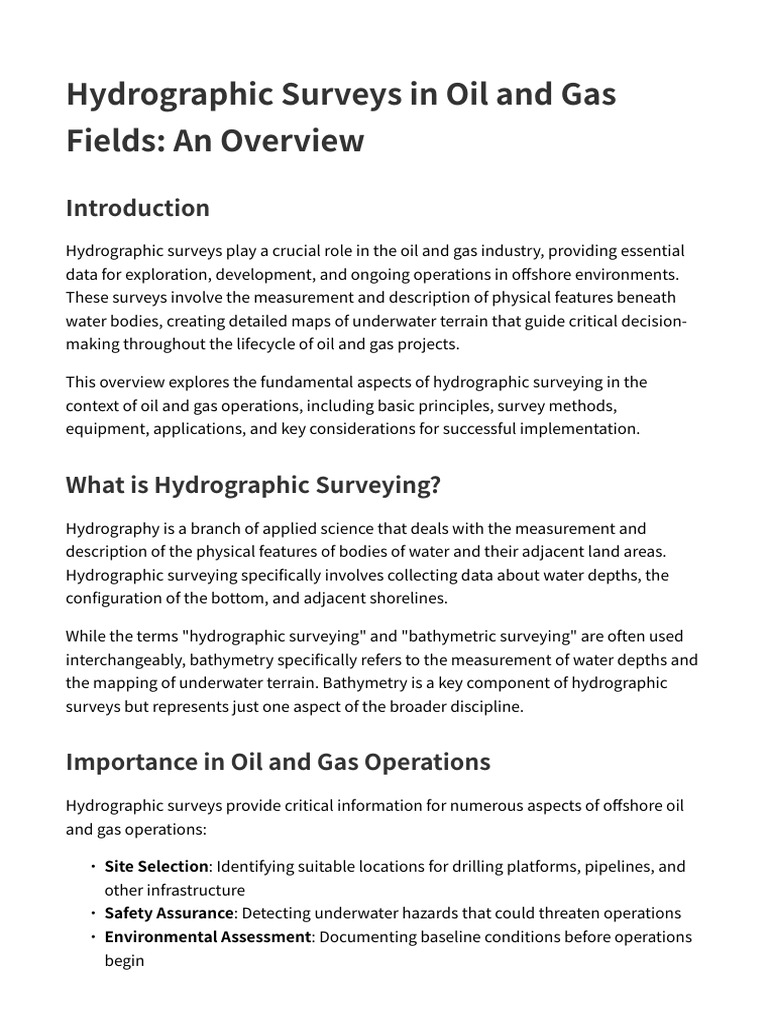 Hydrographic Surveys Oil Gas Overview | PDF | Earth Sciences