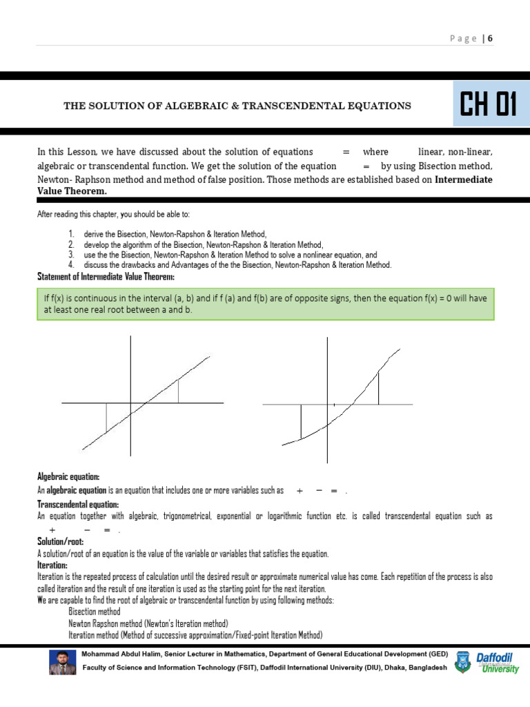 Numerical Solution of Algebraic & Transcendental Equations | PDF ...