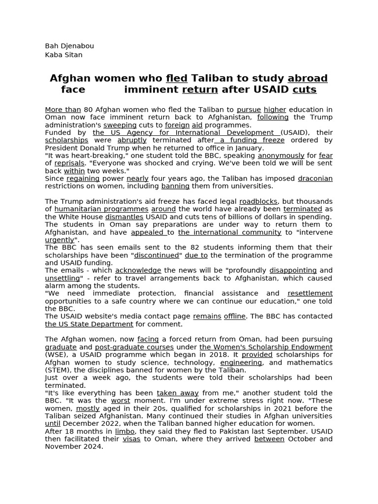 Afghan Women Face Return After USAID Cuts | PDF | Taliban | Afghanistan