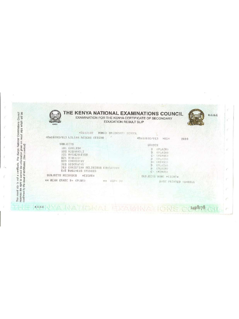 Lilian Atieno Kcse | PDF