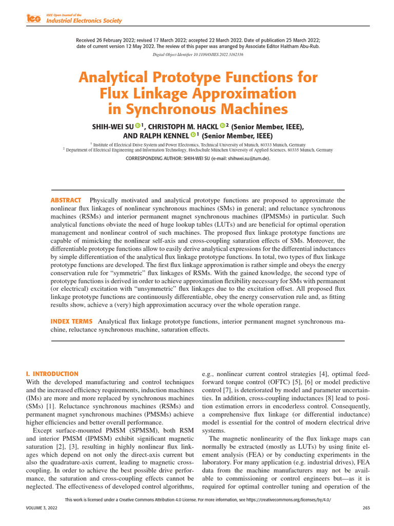Analytical Prototype Functions For Flux Linkage Approximation in Synchronous Machines | PDF ...