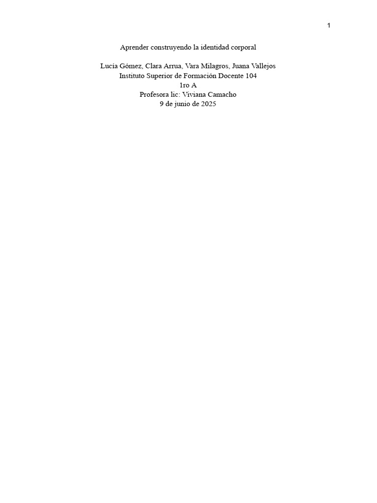 Aprender Construyendo La Identidad Corporal CAP1 TP1 | PDF ...