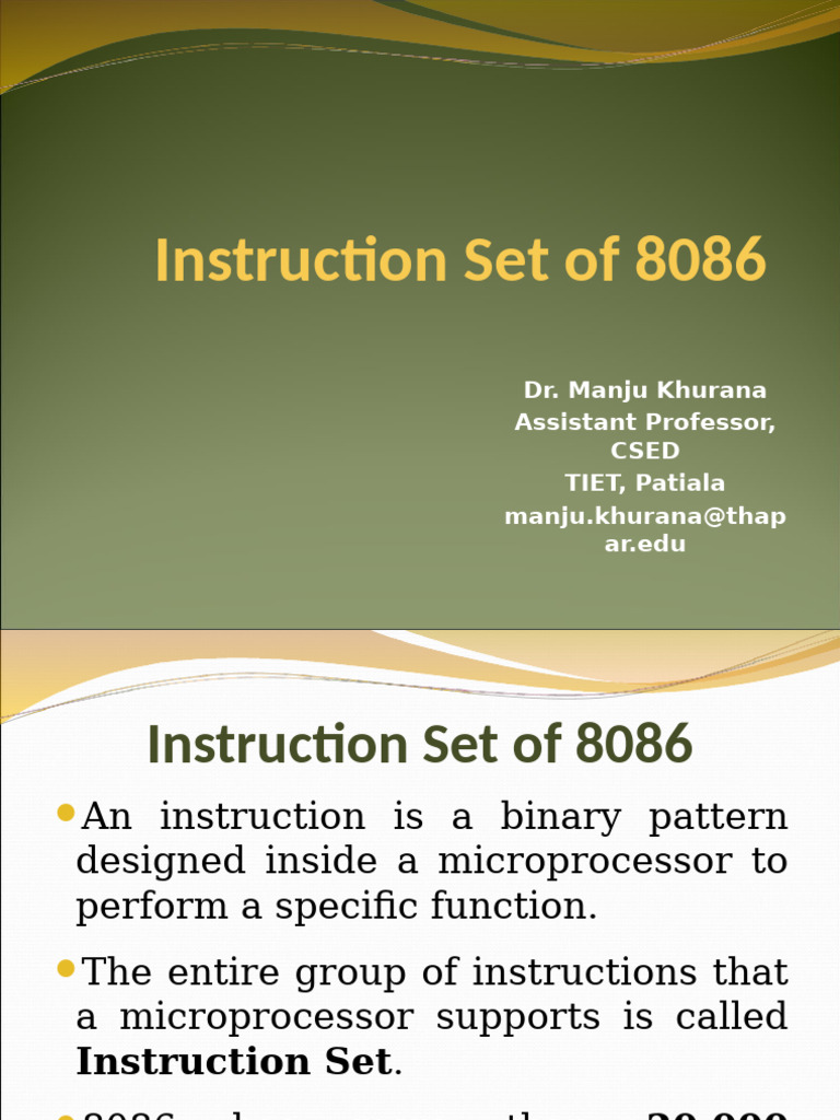 5th 11th Lecture Instruction Set of 8086 | PDF | Binary Coded Decimal ...