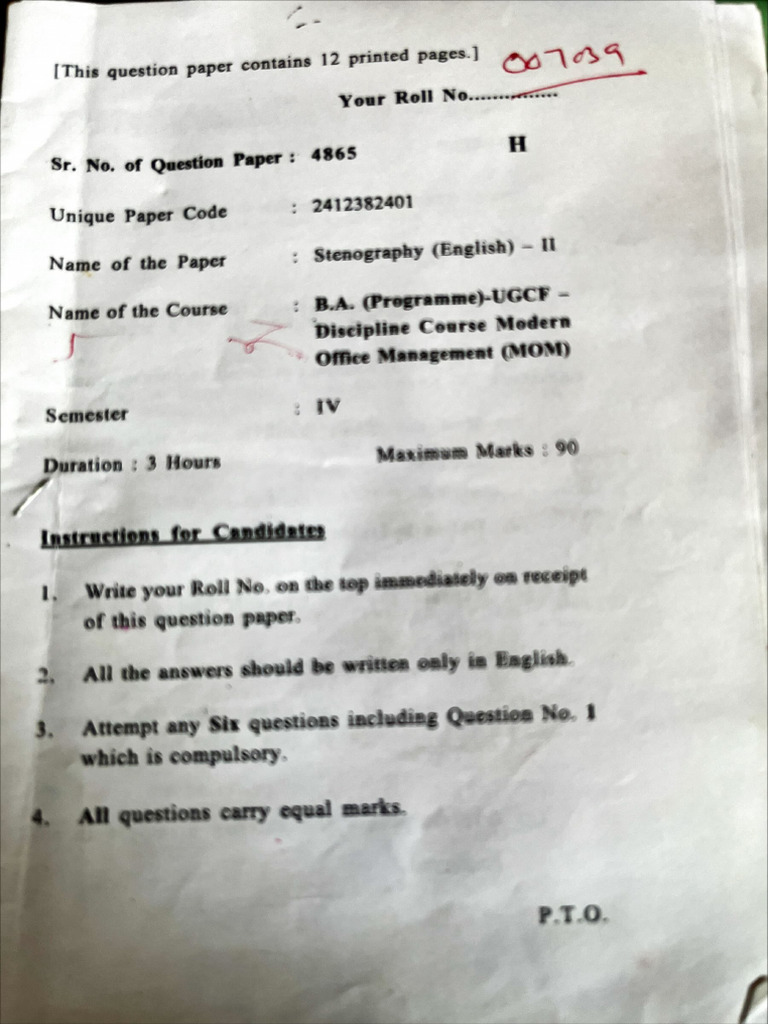 IV Sem Stenography II | PDF