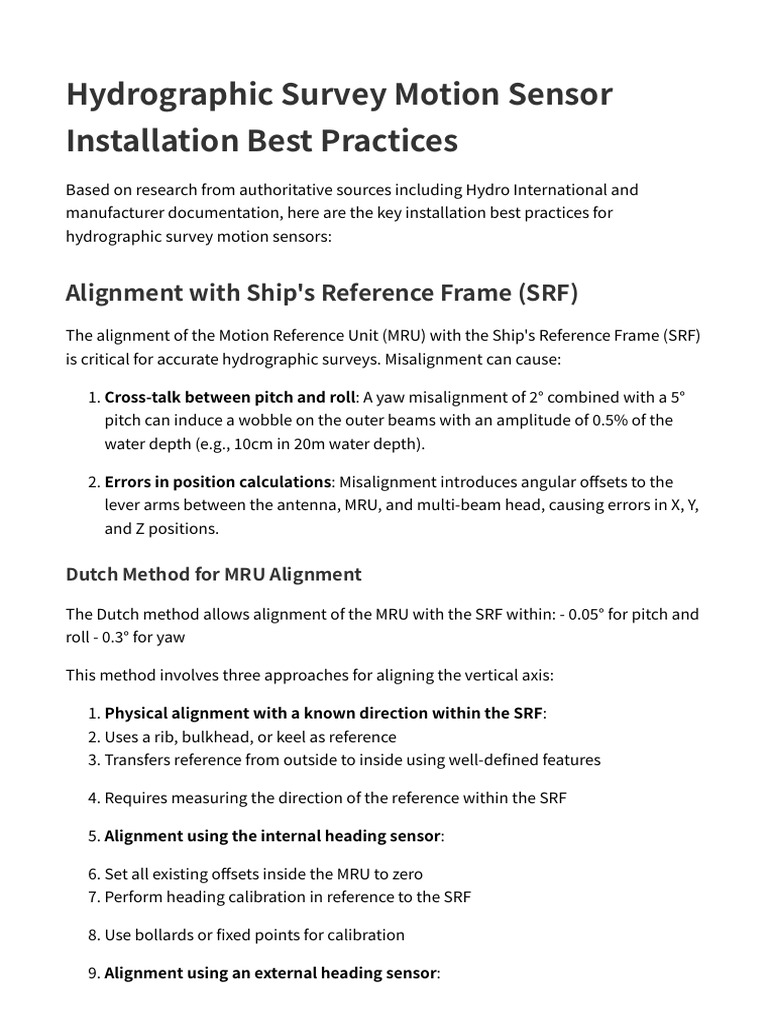 MRU Motion Sensor Installation Guide | PDF | Sonar