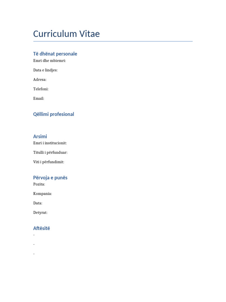 Model CV - Shqip | PDF