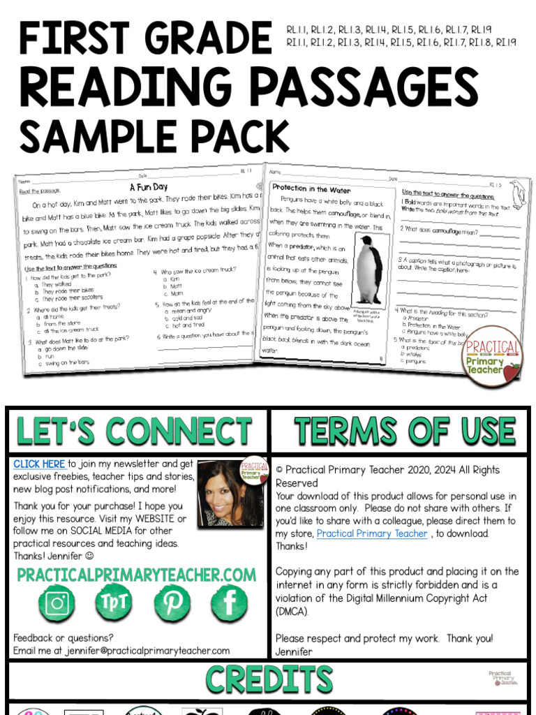 Reading Passages: First Grade Sample Pack | PDF | Chicken | Reading ...