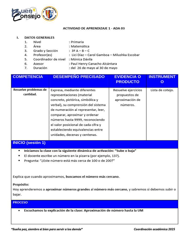 ADA_2_II_B_TERCERO_MATE_CORREGIDO | PDF | Aprendizaje | Cognición