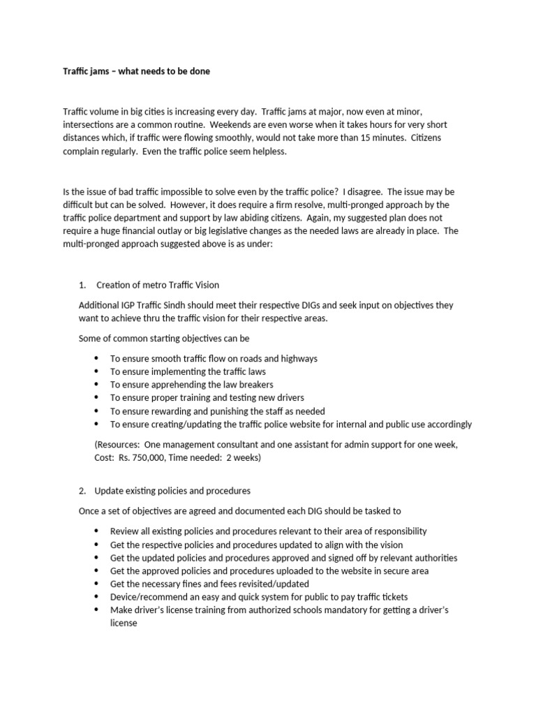 Solutions to Urban Traffic Jams | PDF | Traffic | Incentive