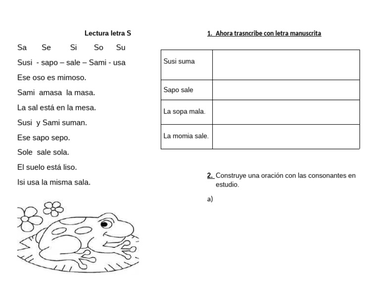 Letra S 5 Lectura-Escritura | PDF