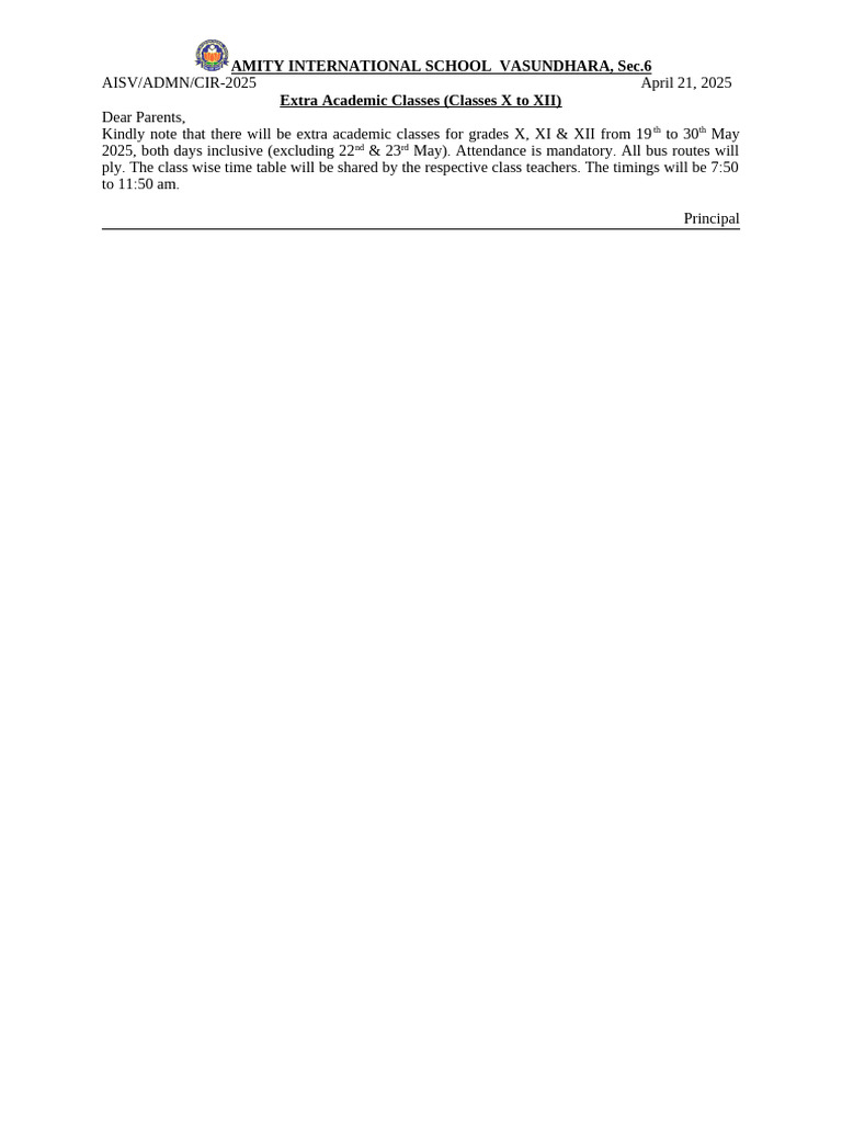 Extra Academic Classes (X, XI & XII) | PDF