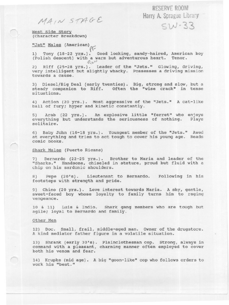 Westside Story Script | PDF