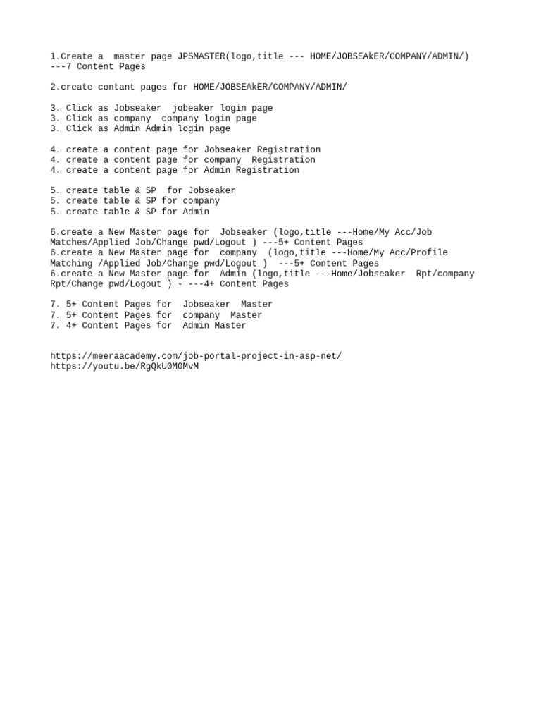 Job Portal ASP Project Steps | PDF