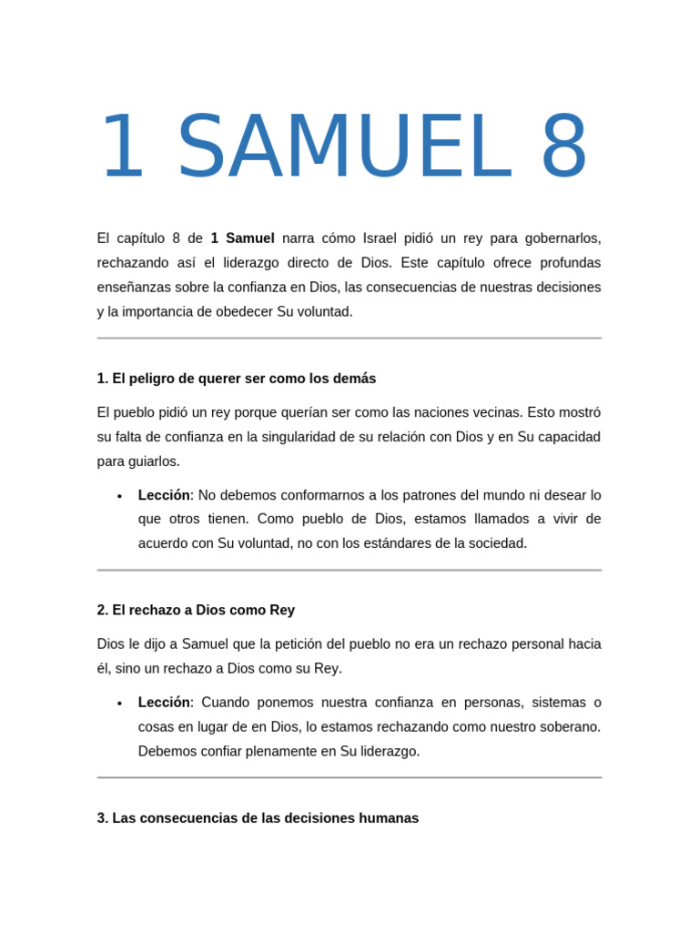 1 SAMUEL 8 | PDF | Dios | Liderazgo