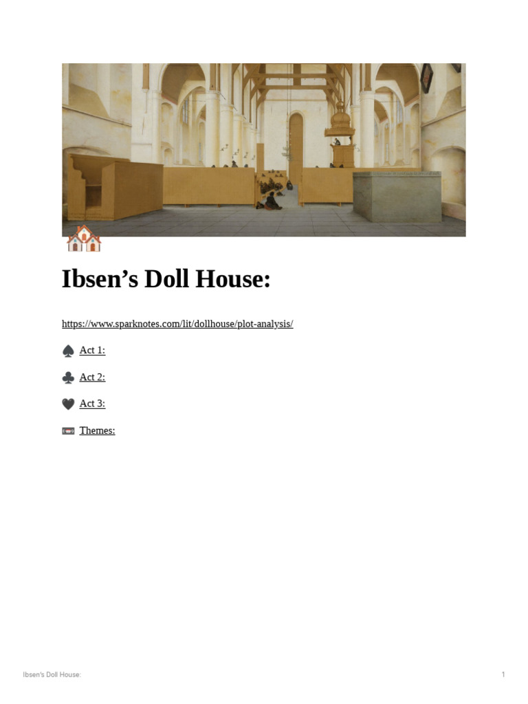 Ibsen's Doll House Plot Summary | PDF