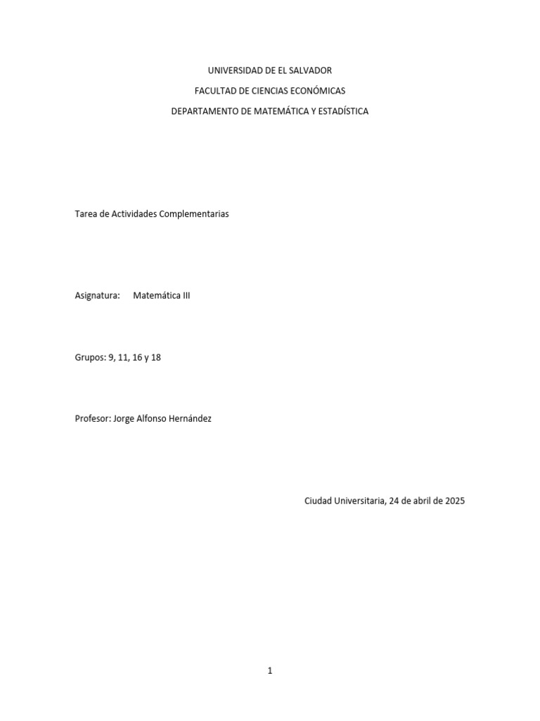 Tarea de Actividades Complementarias | PDF | Excedente económico | Matemáticas