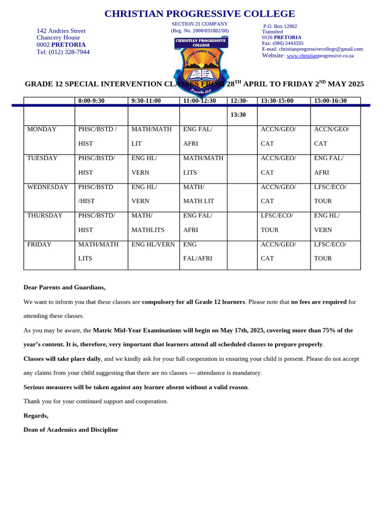 mid term holiday classes | PDF