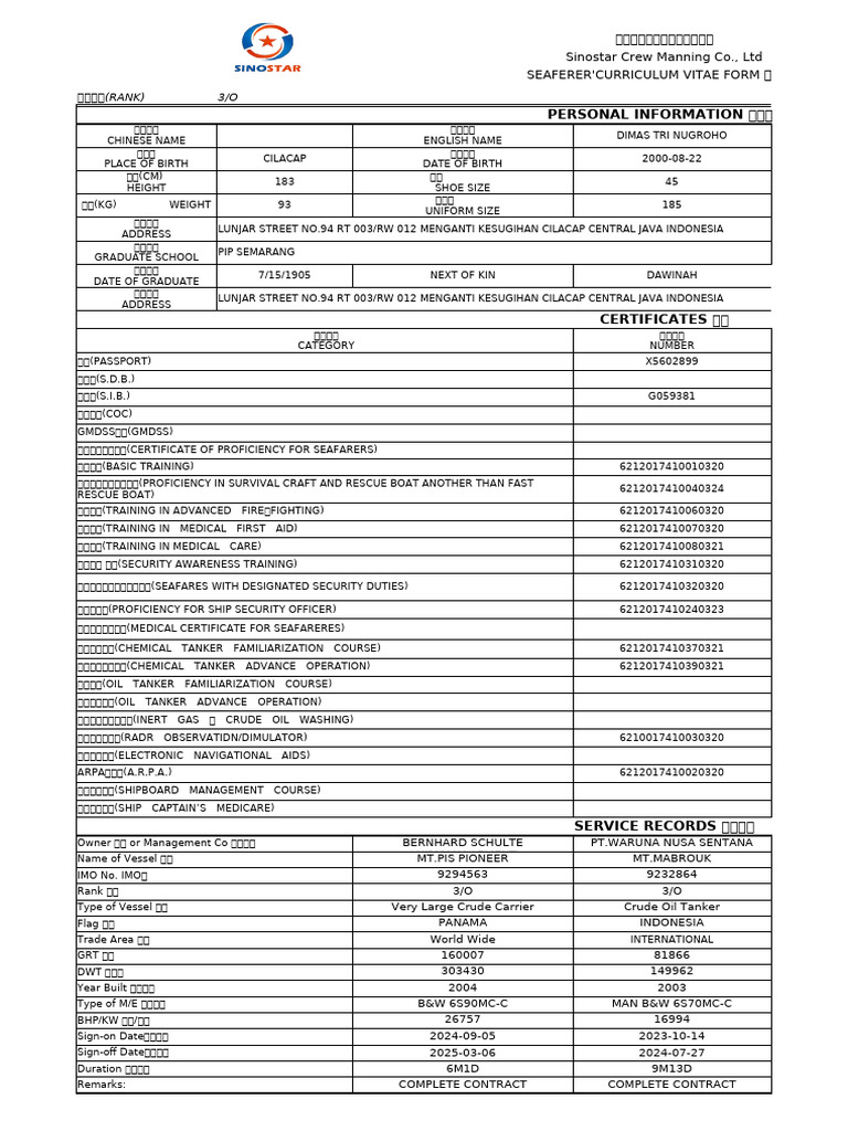 Sinostar+3o+Dimas Tri Nugroho | PDF | Ship Types | Ships