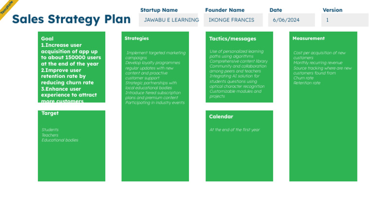 Sales Strategy Plan Template | PDF
