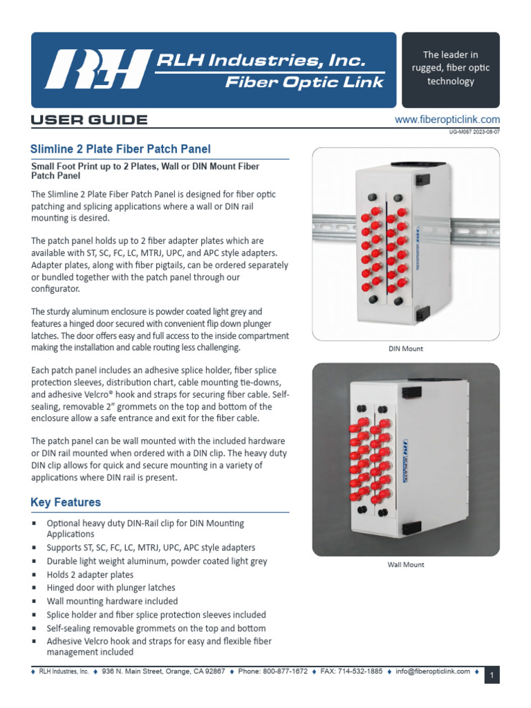 Slimline 2 Plate Fiber Patch Panel Ug m067 | PDF | Optical Fiber ...