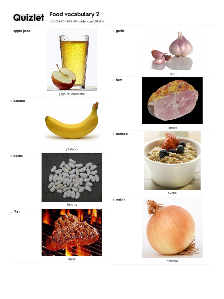 Food Vocabulary 2 | PDF