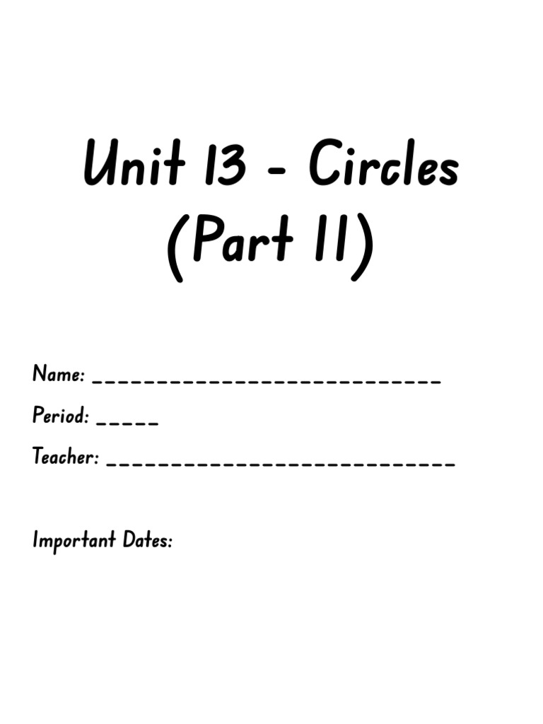 Unit 13 - Circles (Part 2) Packet | PDF